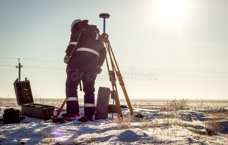 Surveyor at Work stock image. Image of prism, geodesy - 7839011