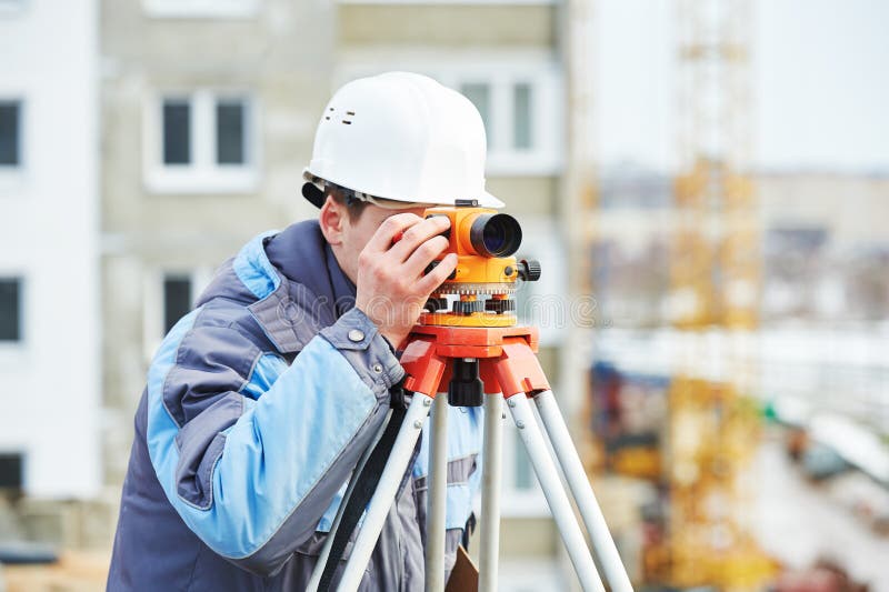 Surveyor at Work stock image. Image of prism, geodesy - 7839011