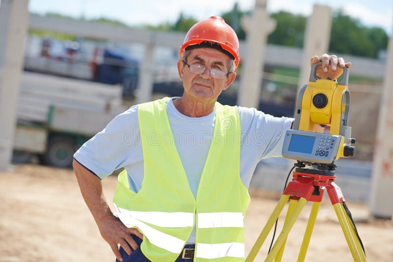 Surveyor at work stock image. Image of station, checking - 16389751