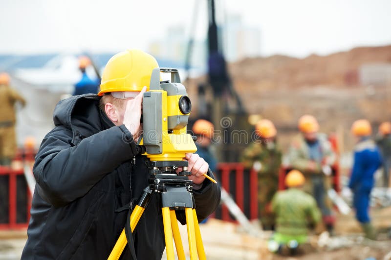 Surveyor Theodolite on Tripod Stock Photo - Image of land, instrument ...