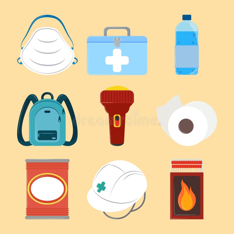 Survival emergency kit stock vector. Illustration of safety - 240501345