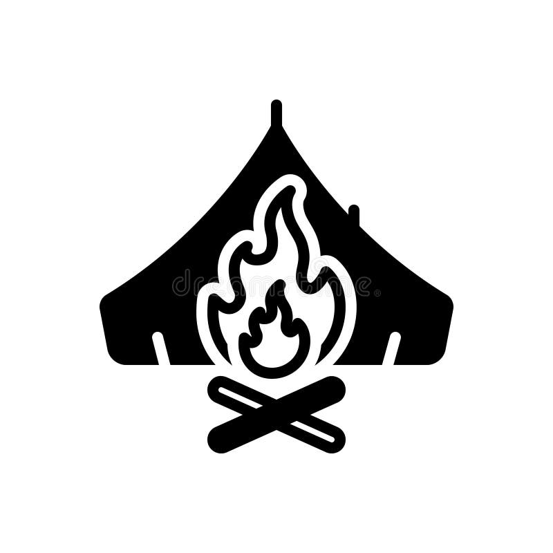 Black Solid Icon for Survival, Campfire and Bonfire Stock Vector ...