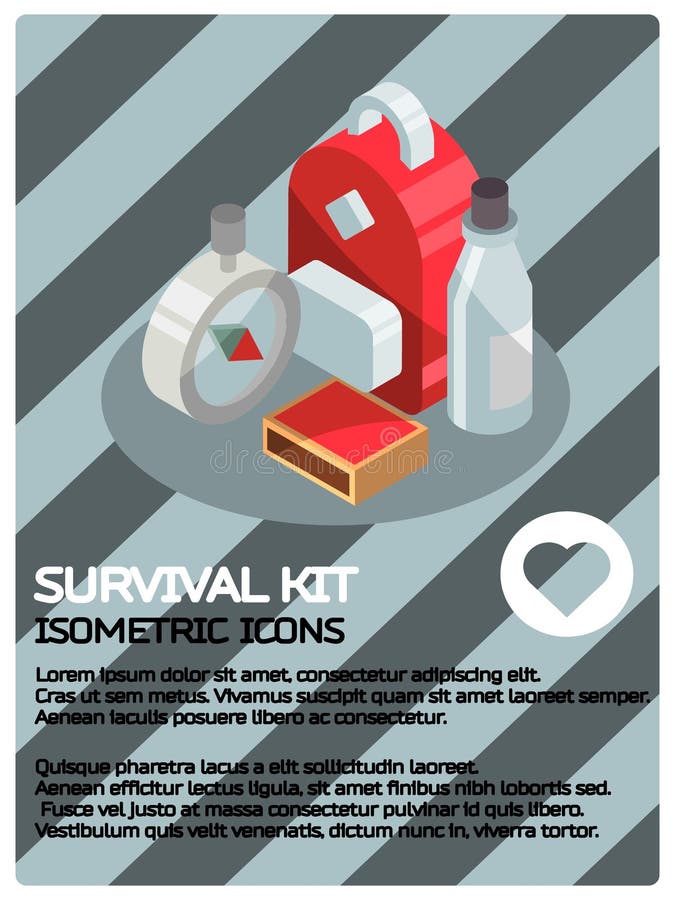 Survival Kit Color Isometric Poster Stock Vector Illustration Of Hook