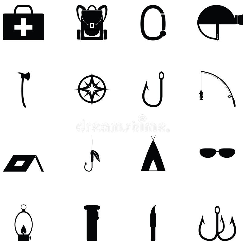 Survival kit icon set stock vector. Illustration of survival - 120572519