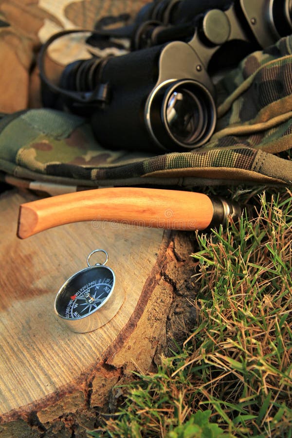 Survival Tools in Outdoor Camp Stock Photo - Image of wood, exploration ...