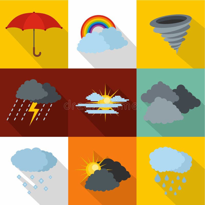Survive Icons Set, Flat Style Stock Vector - Illustration of cold ...