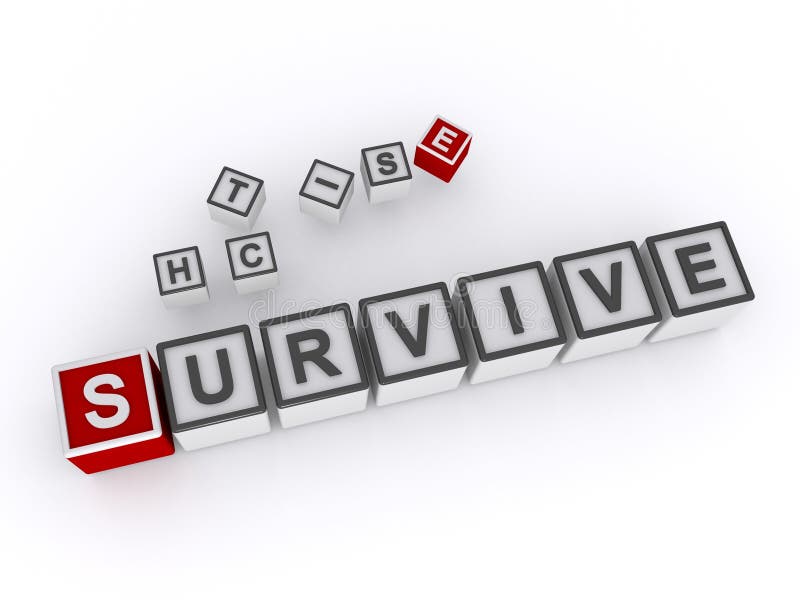 Survive Word Block on White Stock Illustration - Illustration of ...