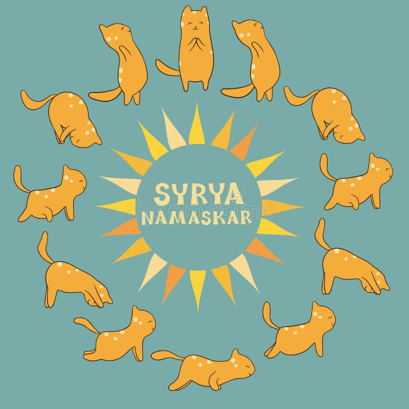 Cat Surya Namaskar Vector Stock Illustrations – 9 Cat Surya Namaskar ...