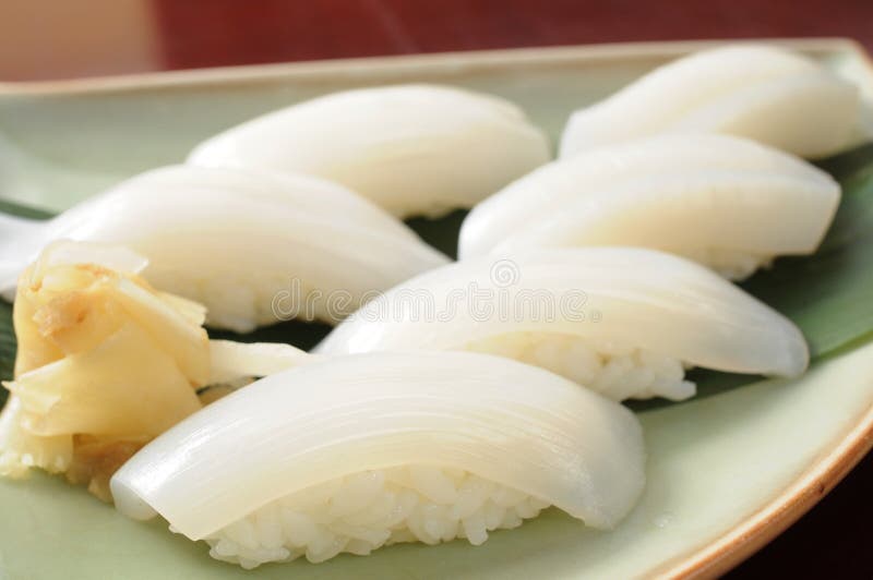 Ika (Squid) Sushi stock photo. Image of restaurant, roll - 1040762