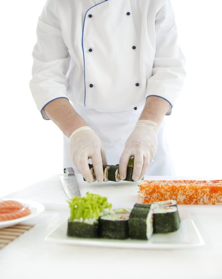 Sushi preparation stock image. Image of knife, cook, ingredients - 20009879