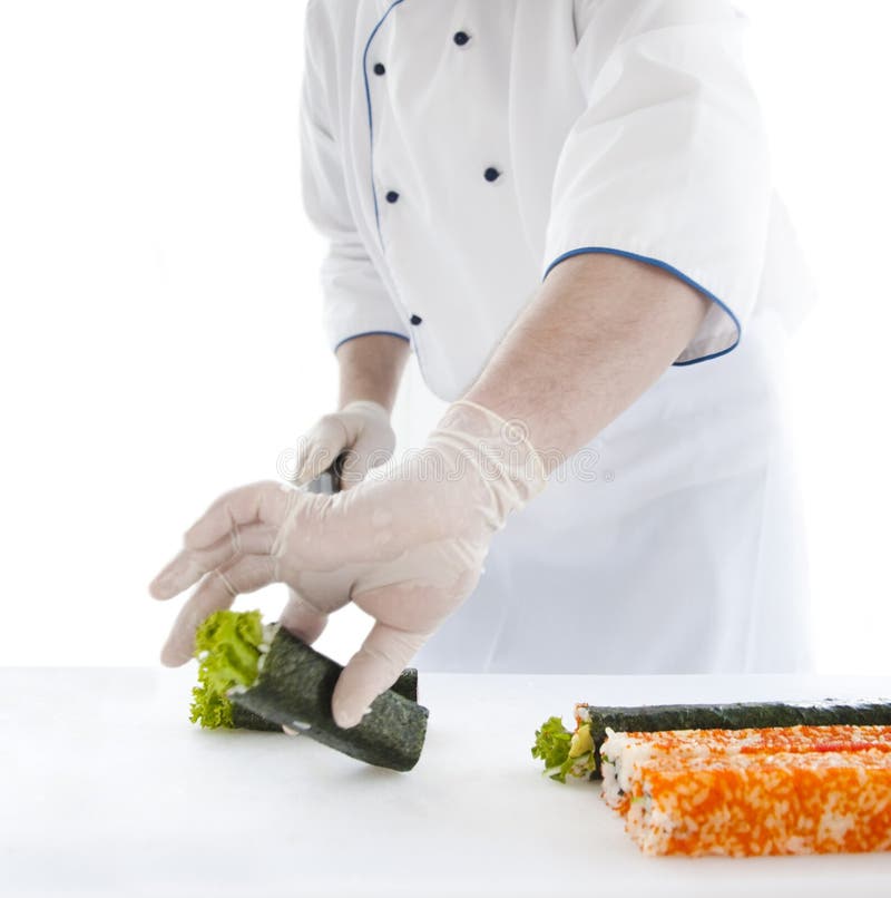 Sushi preparation stock image. Image of knife, cook, ingredients - 20009879