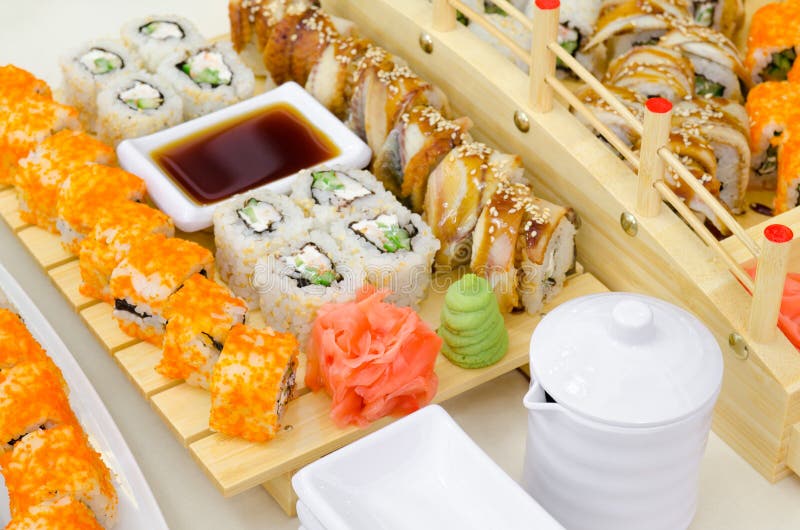 Sushi buffet table stock photo. Image of grape, food - 22338936