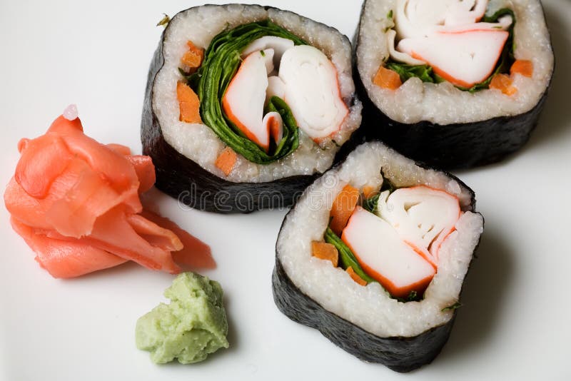 Sushi stock image. Image of ginger, three, asian, roll - 6795251