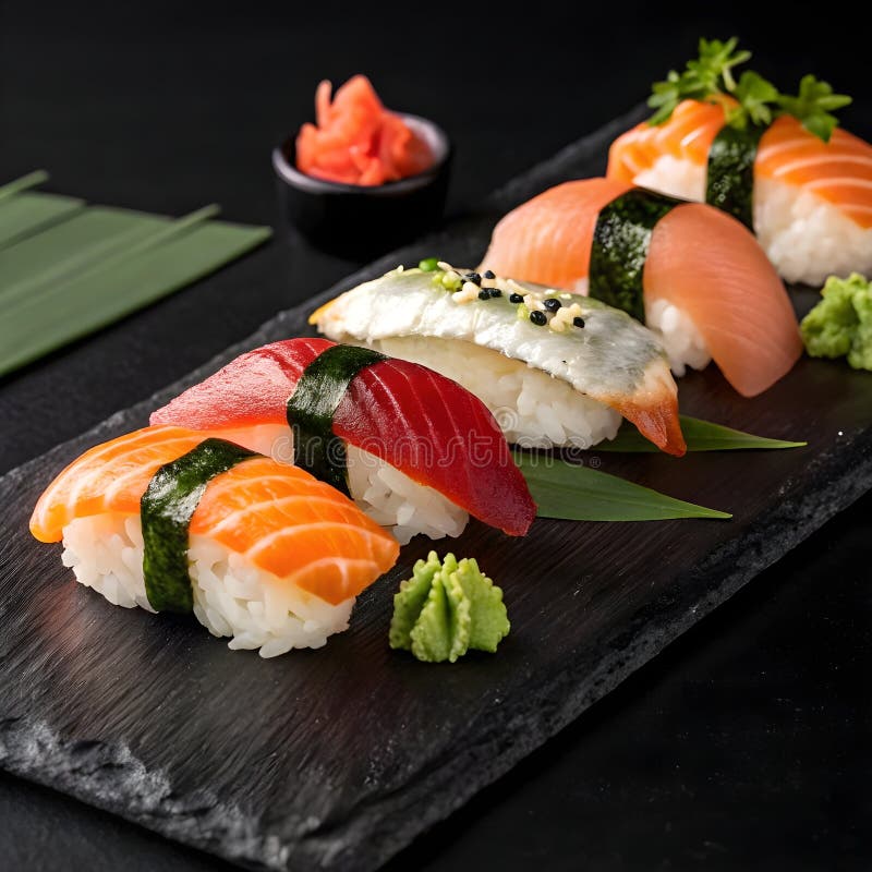 Sushi Arrangement for Fine Dining Stock Illustration - Illustration of ...