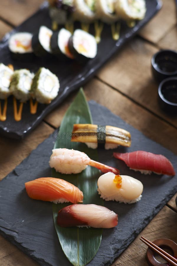 Sushi stock photo. Image of food, salmon, closeup, group - 55515994