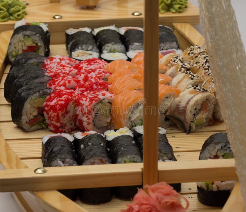 Sushi assorti stock photo. Image of food, dinner, plate - 33991480