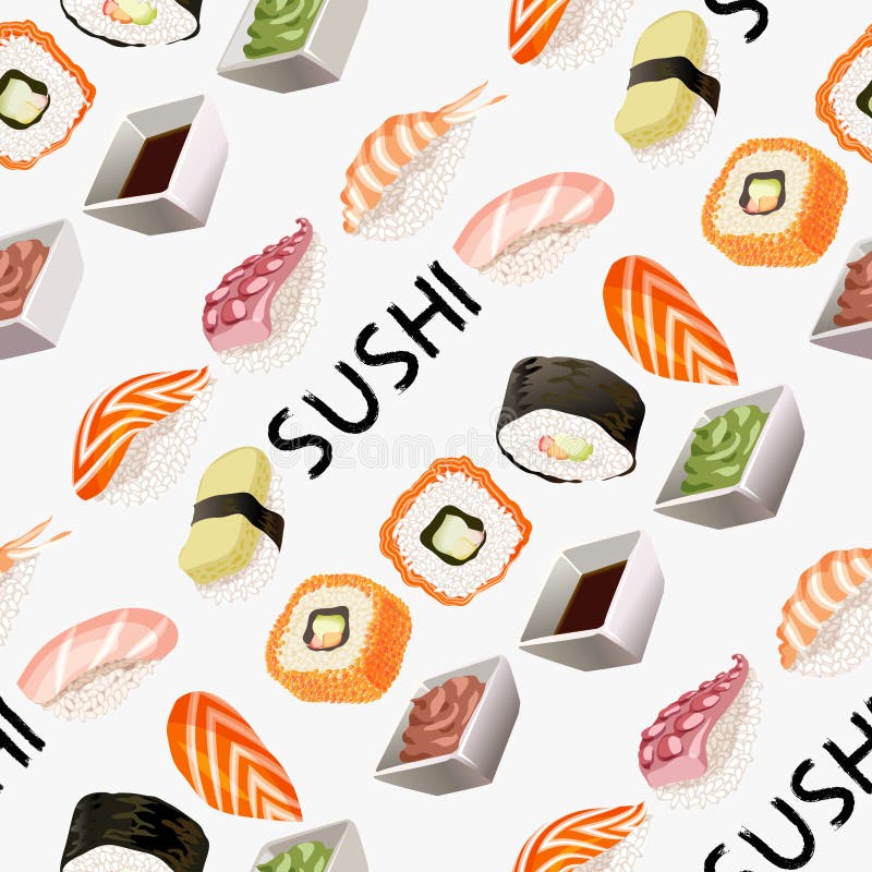 Sushi background design. stock vector. Illustration of asia - 74866038