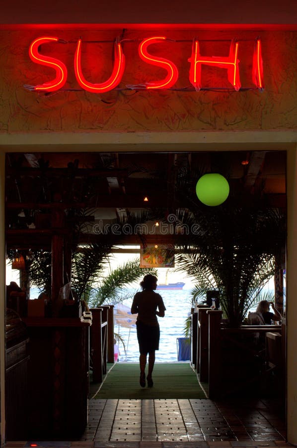 Neon Sushi Sign stock photo. Image of sushi, sign, rice - 20356260