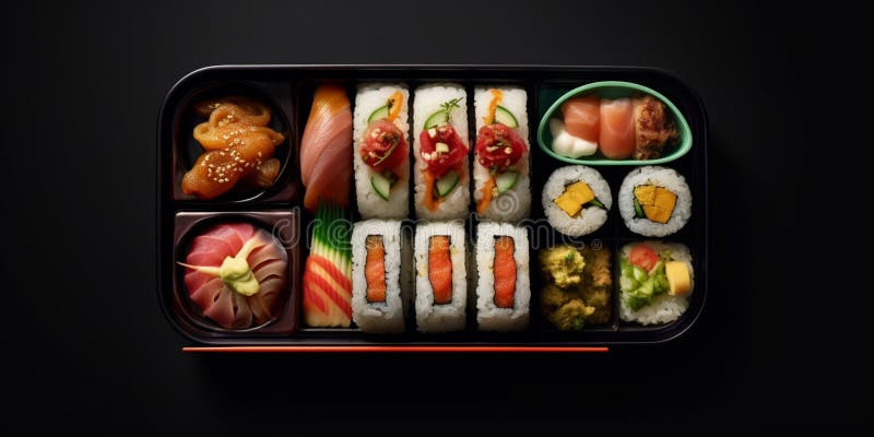Sushi Bento Box Lunch Traditional Food with Rice Roll, Nori, Carrot ...