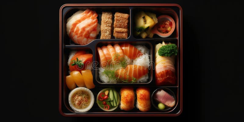 Sushi Bento Box Lunch Traditional Food with Rice Roll, Nori, Carrot ...
