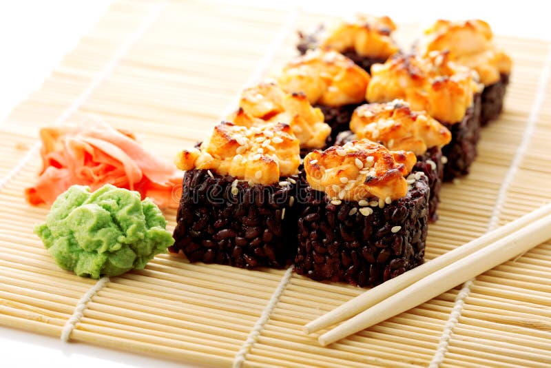 Sushi with black rice stock photo. Image of meal, oriental - 33555770