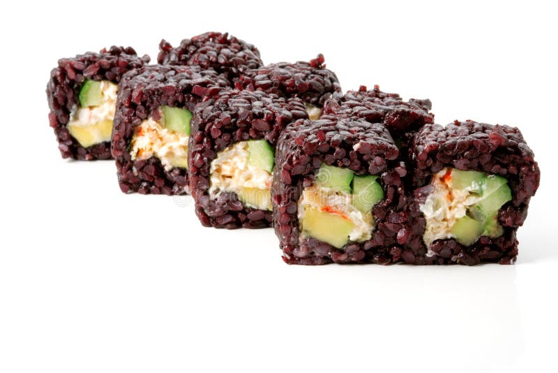 Sushi with black rice stock image. Image of east, isolated - 33555795