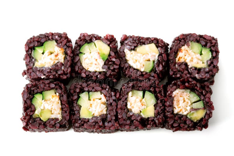 Sushi with black rice stock image. Image of asian, close - 33555819
