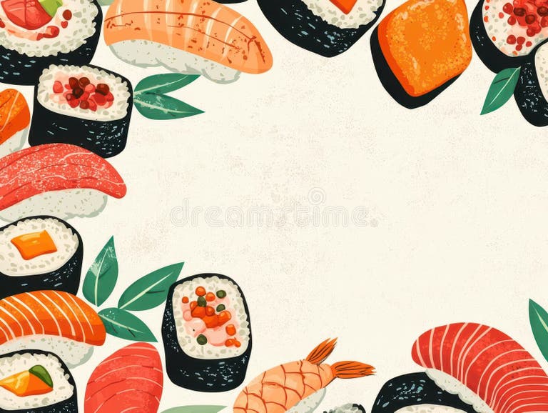 Sushi Border Stock Illustrations – 568 Sushi Border Stock Illustrations ...