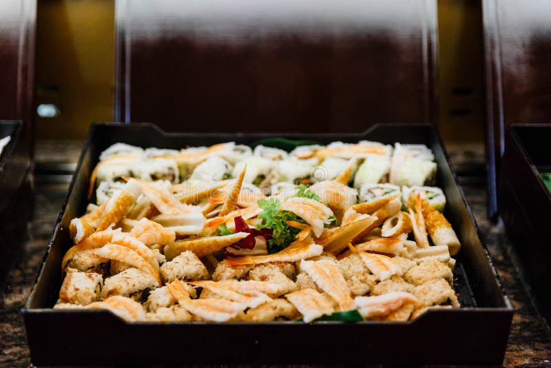 Sushi Buffet for International Lunch Buffet Line Stock Image - Image of ...