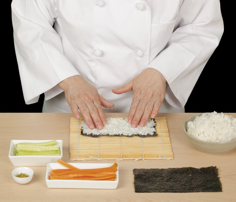 Sushi chef at work stock image. Image of japanese, healthy - 131576801
