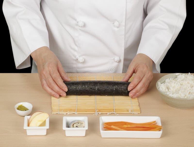Sushi chef at work stock photo. Image of wasabi, kitchen - 131576796