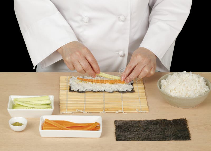 Sushi chef at work stock image. Image of sushi, restaurant - 131576803