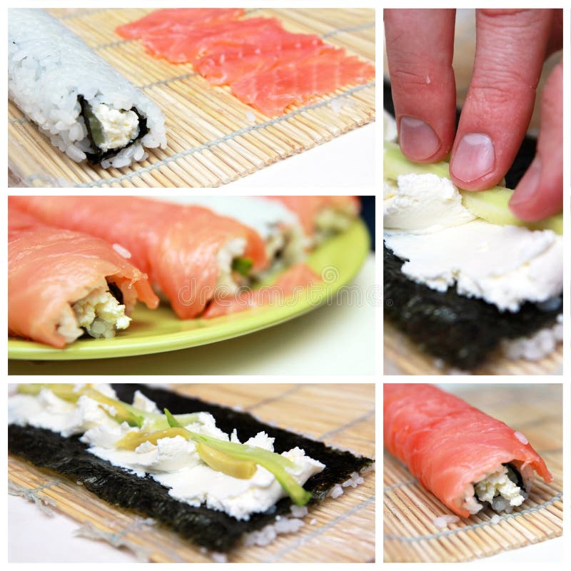 Making Sushi Roll Collage Stock Photos - Free & Royalty-Free Stock ...