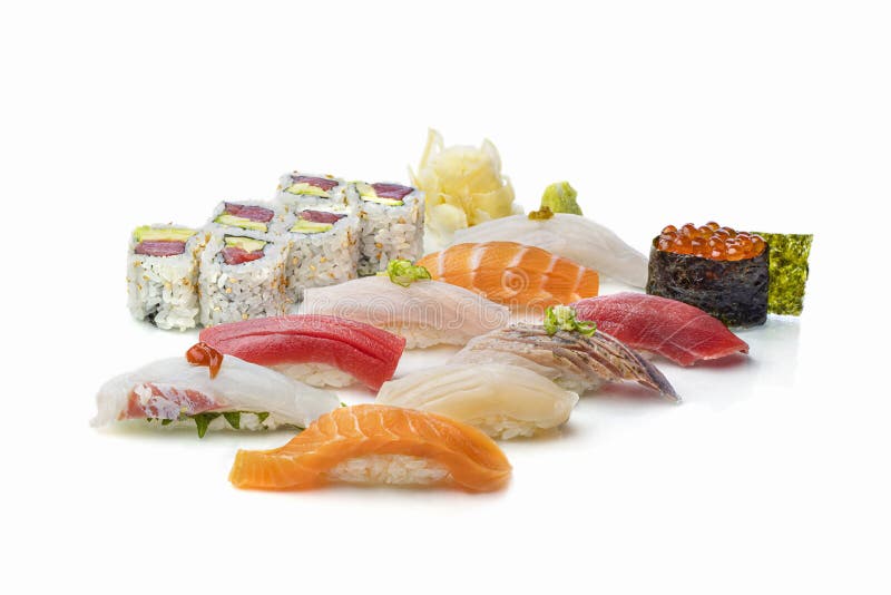 Sushi Combo with Classic Roll Stock Image - Image of japanese, studio ...