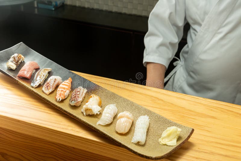 Sushi Cooked by Japanese Sushi Chefs Stock Photo - Image of chef ...
