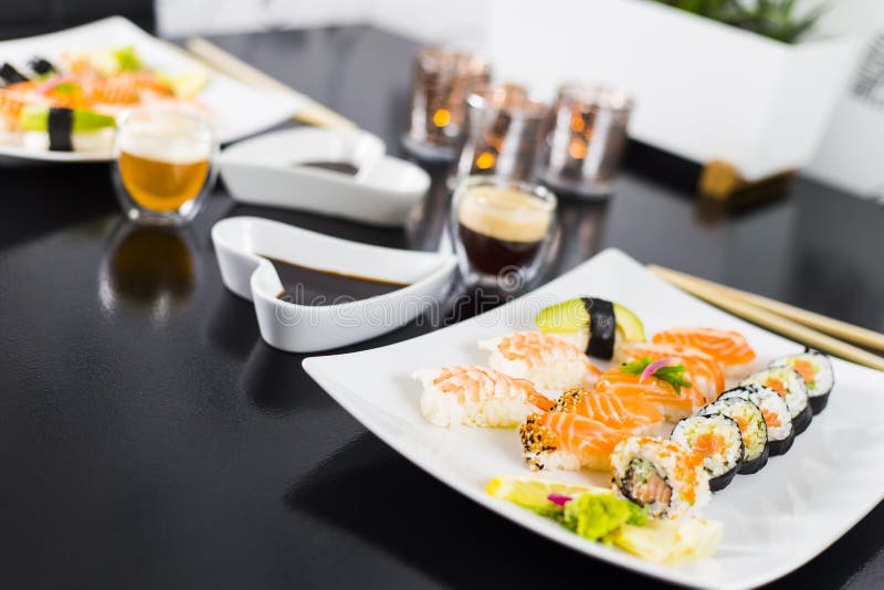 Sushi Dinner stock image. Image of plate, lean, ginger - 69966837