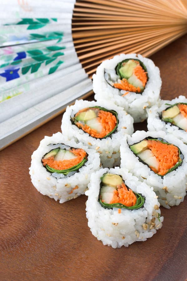 Sushi with fan stock photo. Image of delicious, asia, sushi - 5238774