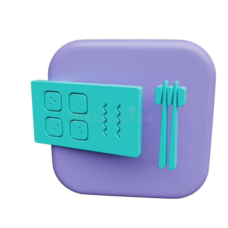 Sushi, Fish 3d Icon Render Illustration Stock Illustration ...