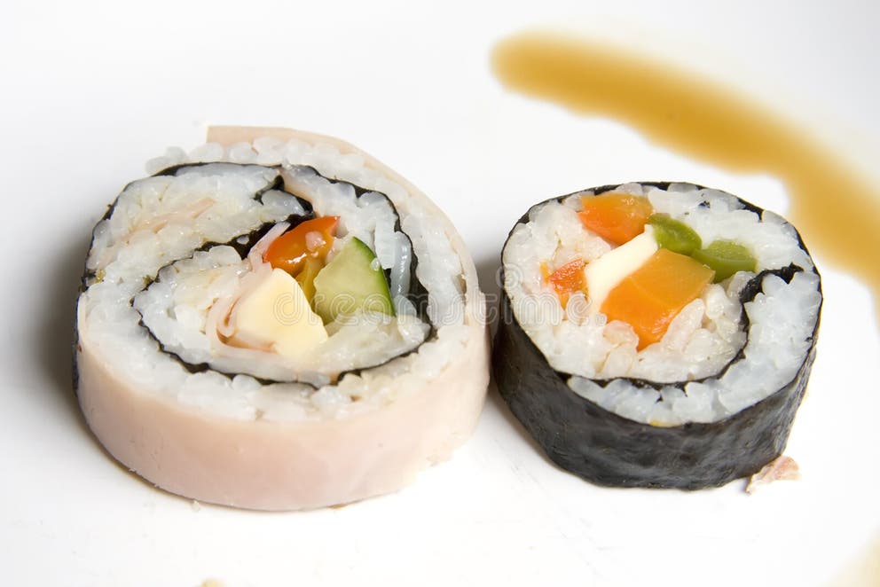 Sushi and ham stock photo. Image of fish, prepared, cheese - 12239220