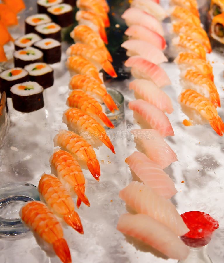 Sushi on Ice stock photo. Image of seafood, sushi, diet - 21246580