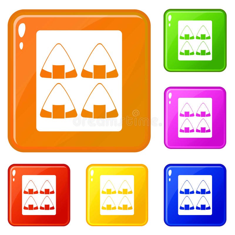 Sushi Icons Set Vector Color Stock Vector - Illustration of oriental ...