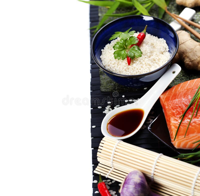 Sushi ingredients stock photo. Image of dark, dieting - 37967240