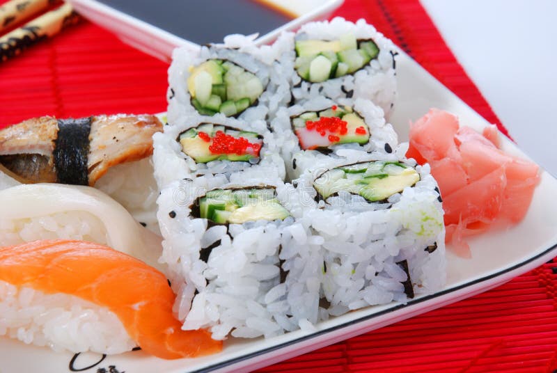 Sushi and maki stock image. Image of dinner, caviar, maki - 7039465