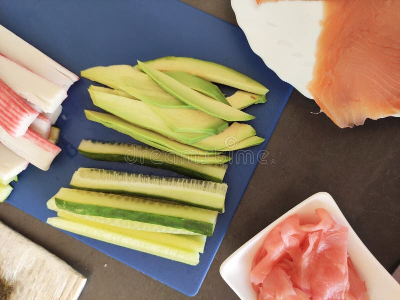 Sushi Making Process in the Kitchen Stock Photo - Image of kitchen ...