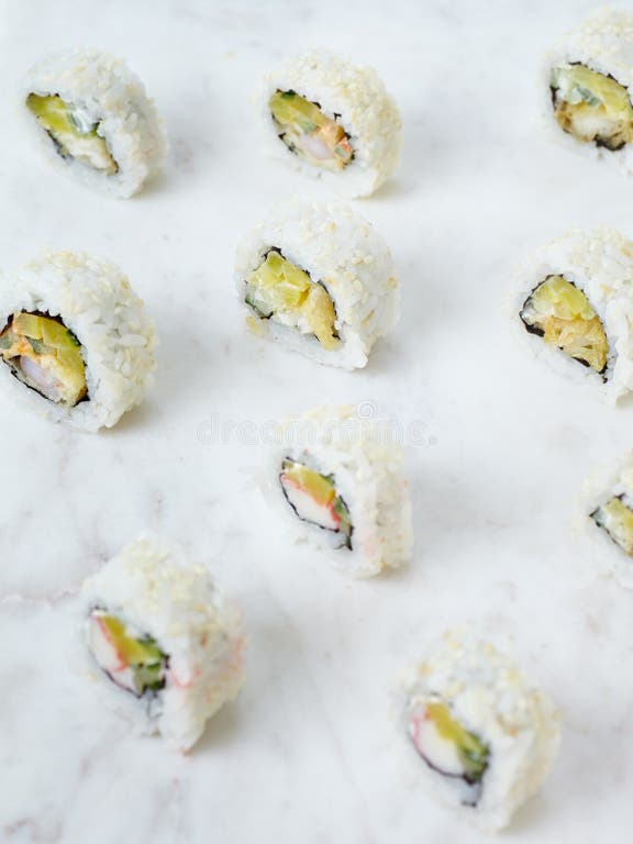 Sushi on marble board stock image. Image of dinner, closeup - 209932615