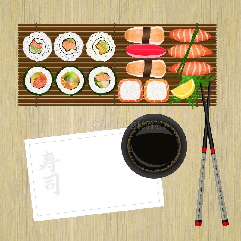 Sushi menu stock illustration. Illustration of lunch - 90852797