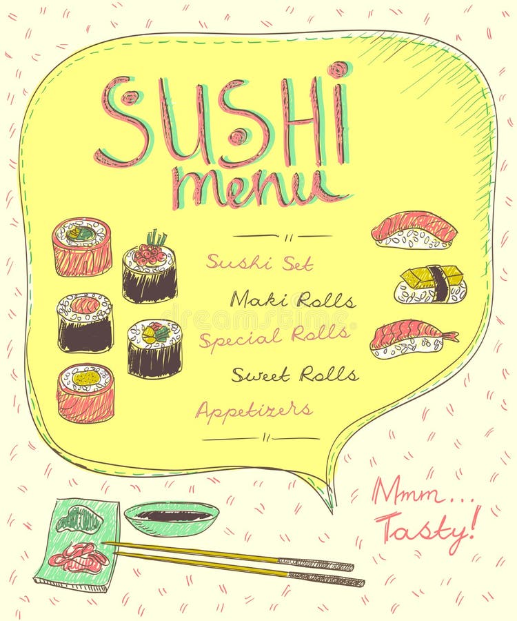 Sushi Menu Design Template. Stock Vector - Illustration of lunch, beige ...