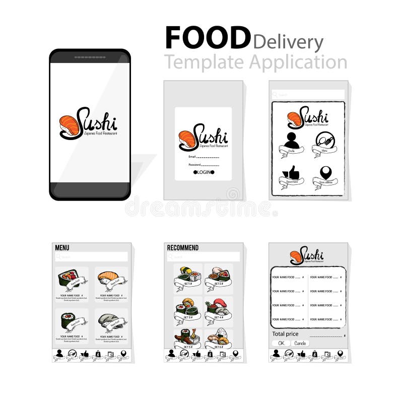 Sushi Menu Template Application Mobile Japanese Food Delivery Editorial ...