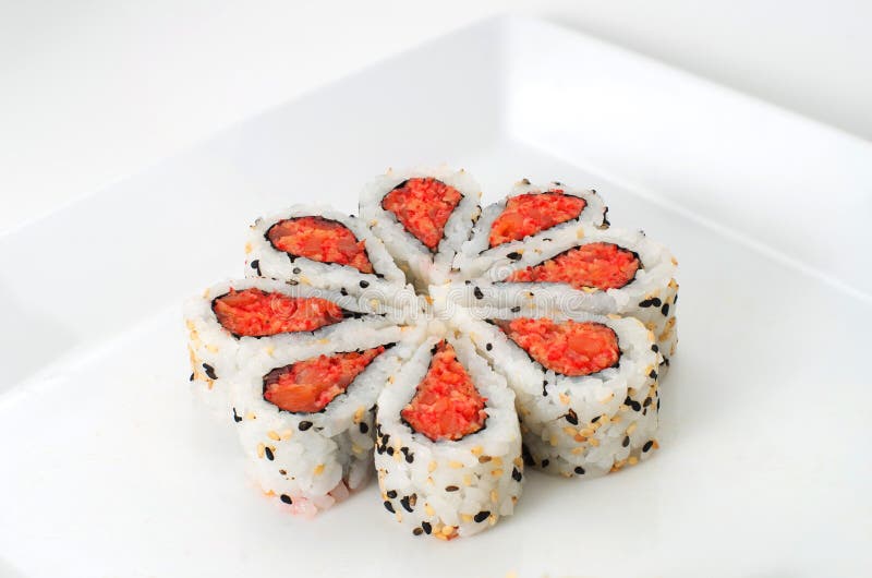 Sushi Nicely Decorated Forming Hearts Shapes Stock Photo - Image of ...