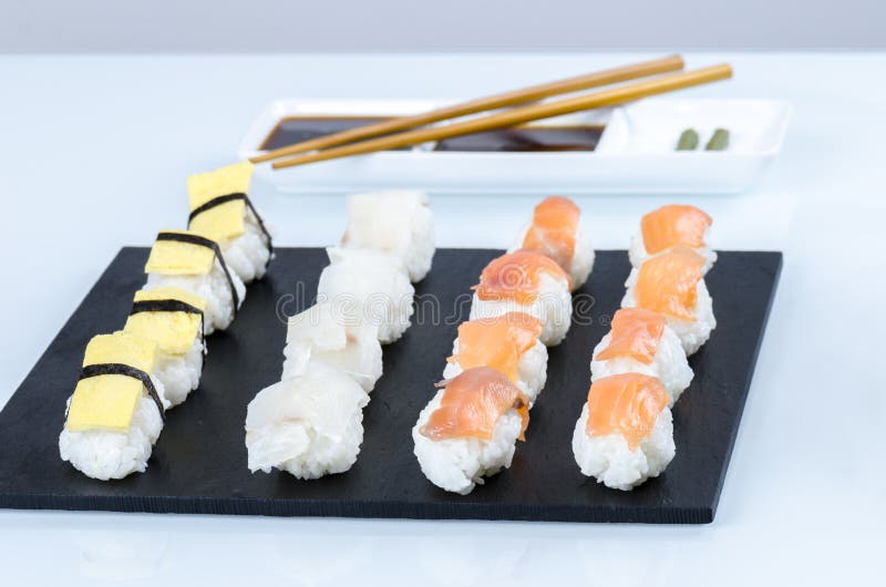 Sushi nigiri set stock image. Image of lunch, fresh, cuisine - 80477651